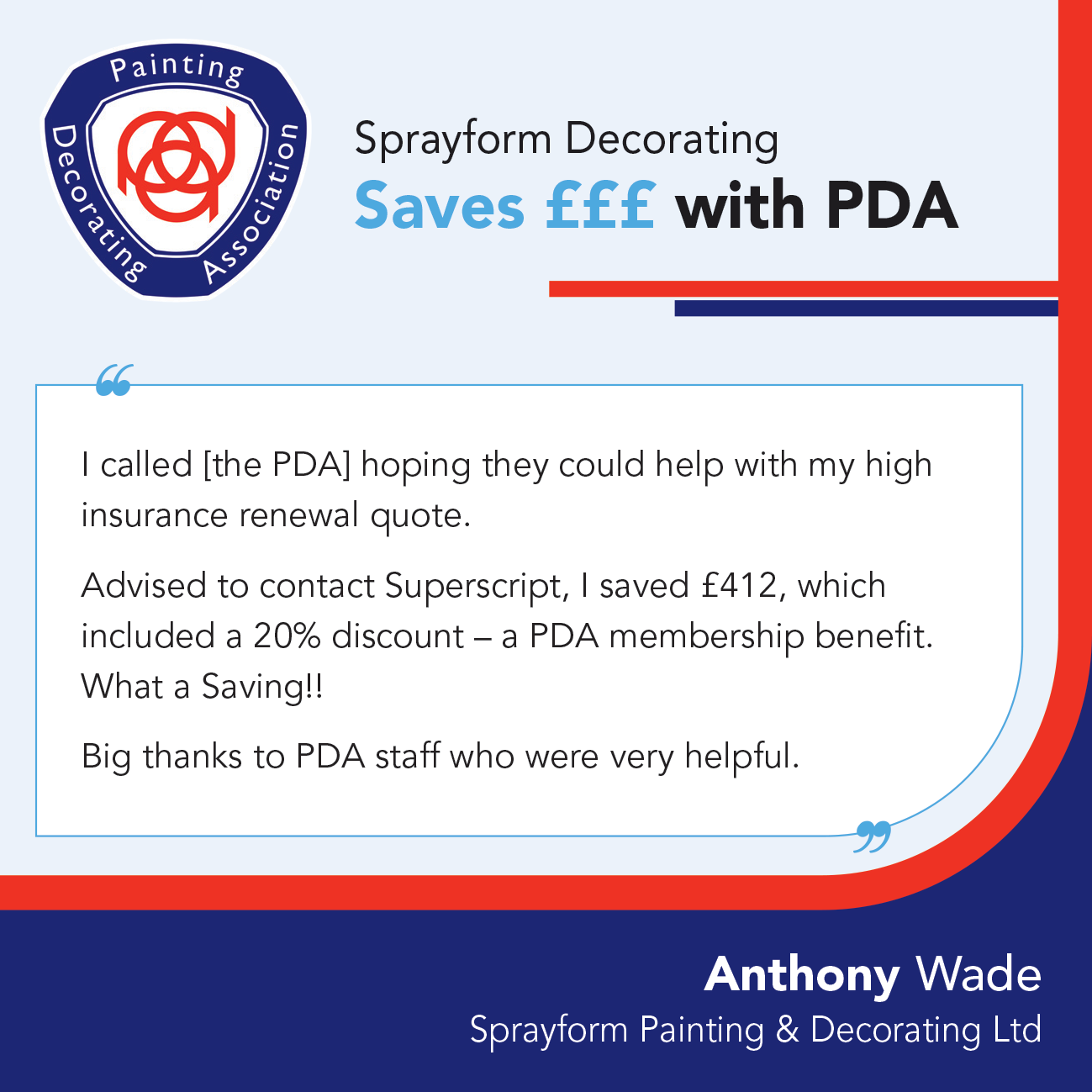 PDA helps Member with big insurance saving - Painting and Decorating ...